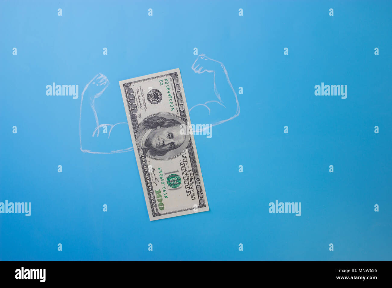 doller bill with muscles. business self confidence concept Stock Photo ...
