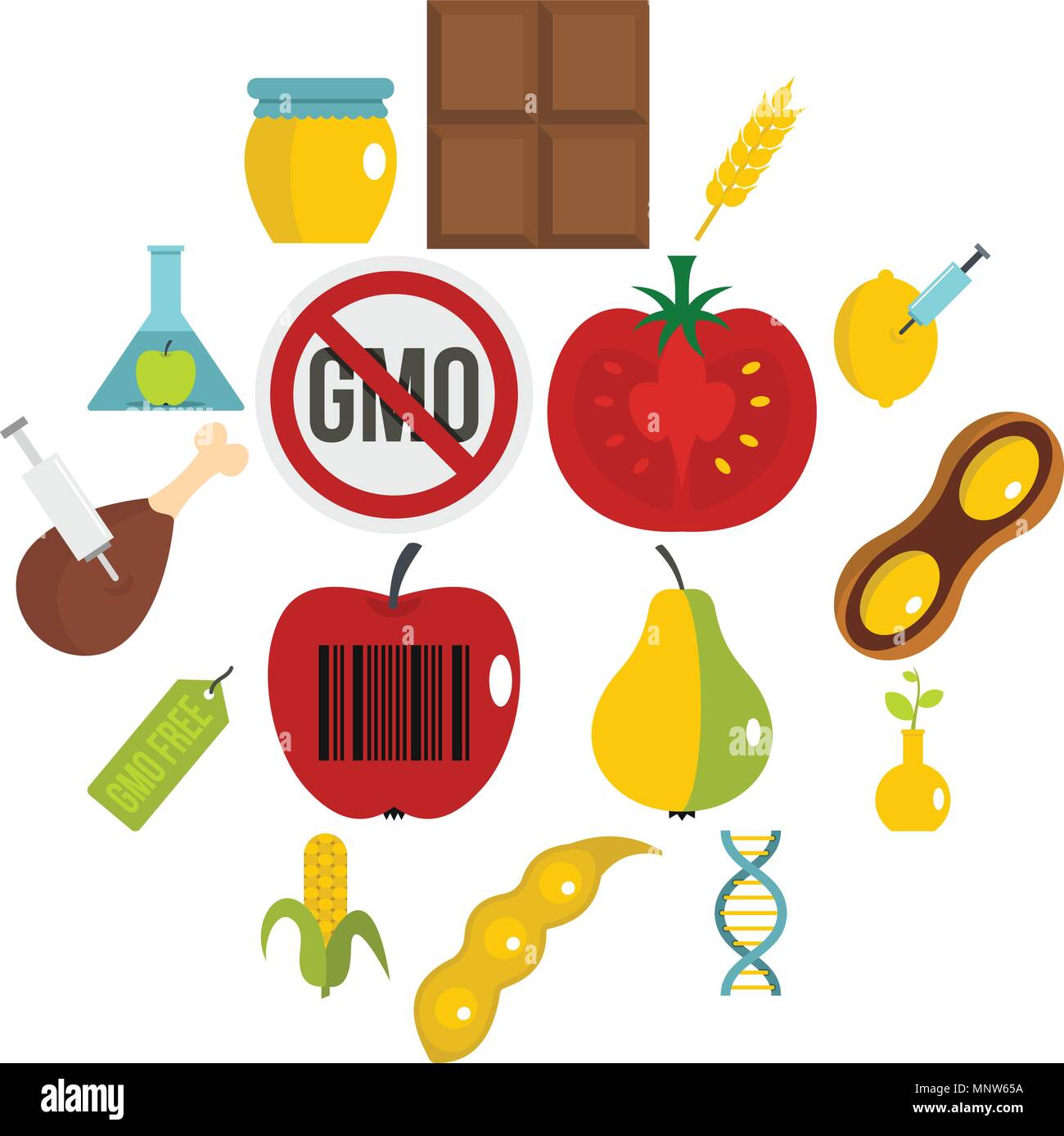 GMO icons set in flat style Stock Vector Image & Art - Alamy