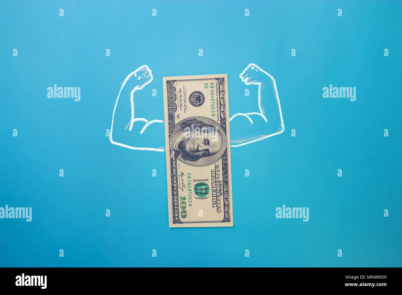 doller bill with muscles. business self confidence concept Stock Photo ...