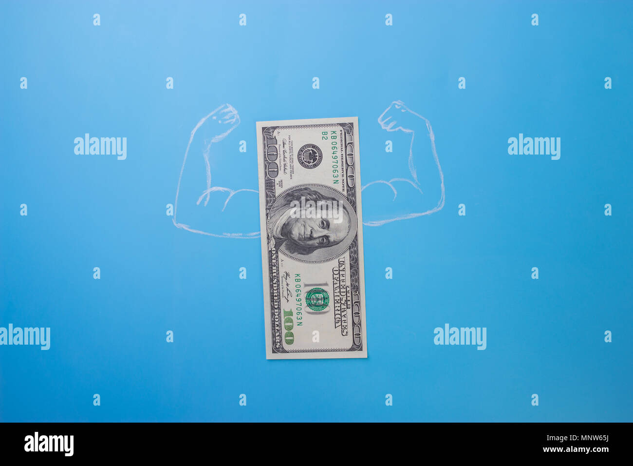 doller bill with muscles. business self confidence concept Stock Photo ...