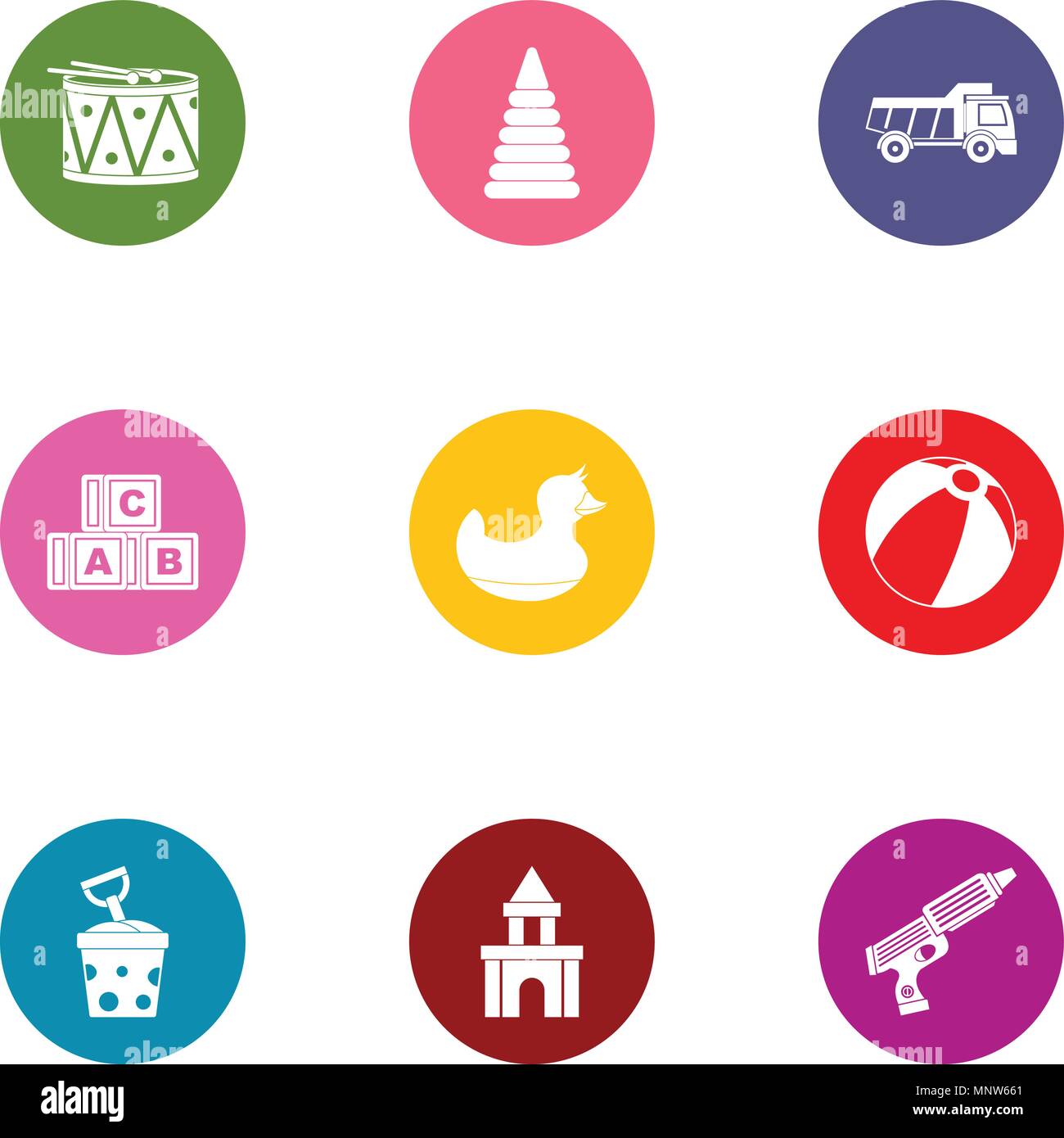 Children toy icons set, flat style Stock Vector Image & Art - Alamy