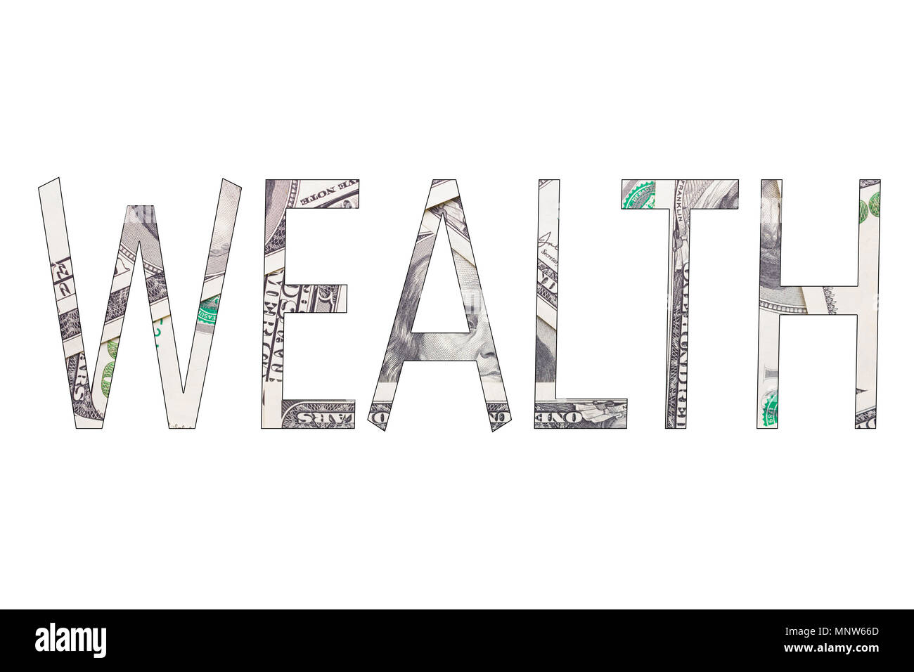 Wealth word made from hi-res stock photography and images - Alamy