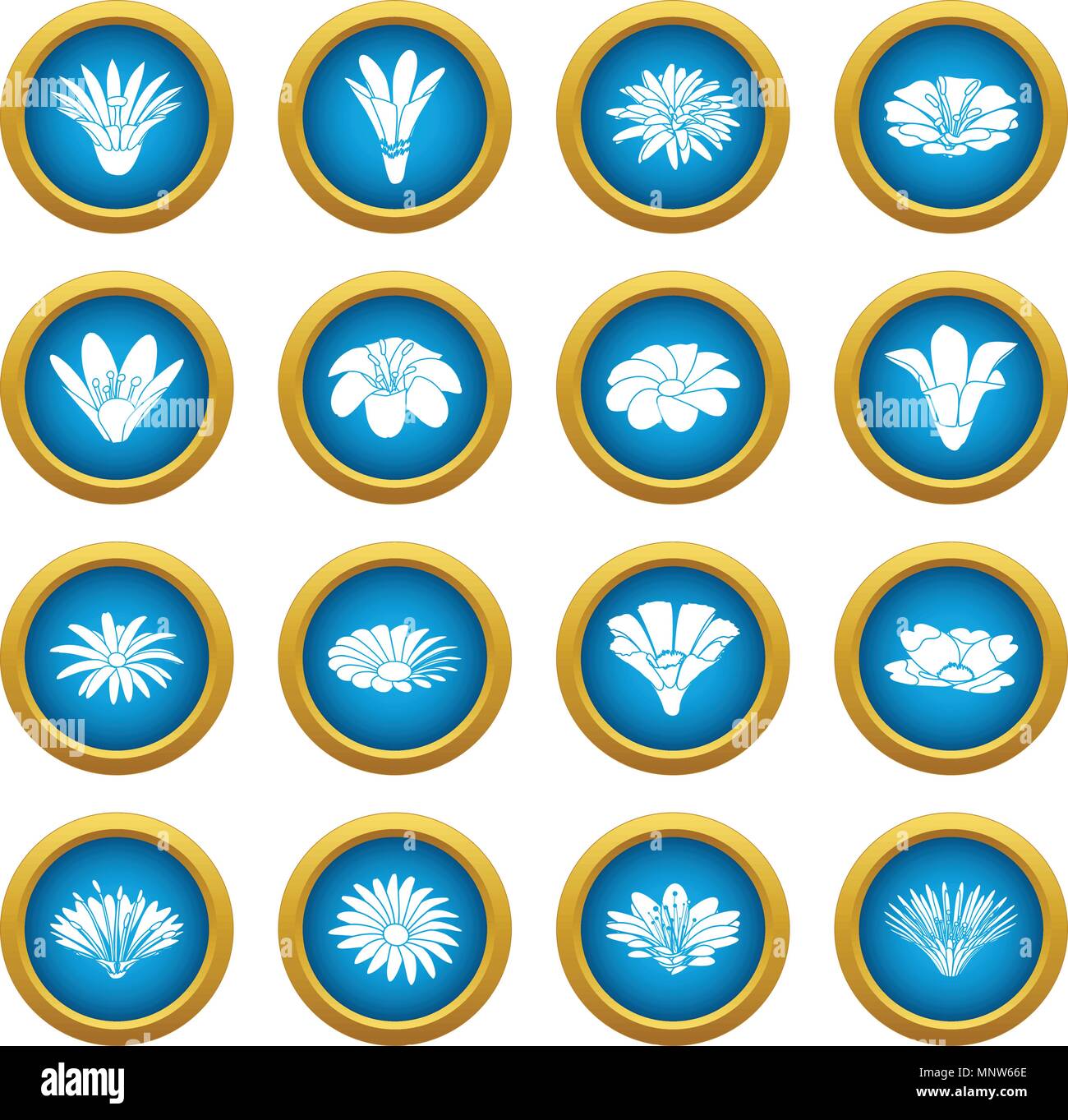 Detailed flower icons set, simple style Stock Vector Image & Art - Alamy