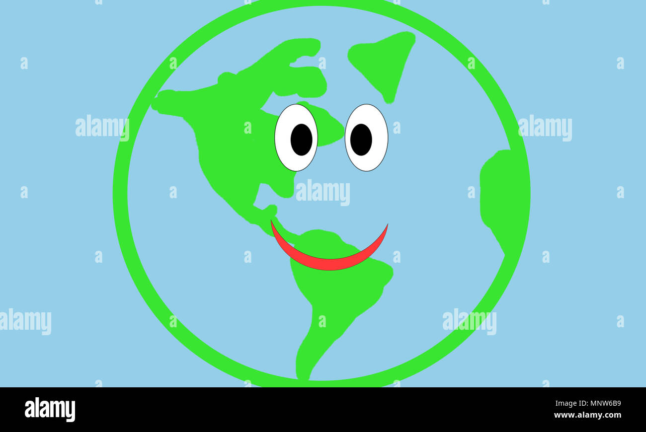 illustration of smile earth planet. earth day Stock Photo - Alamy