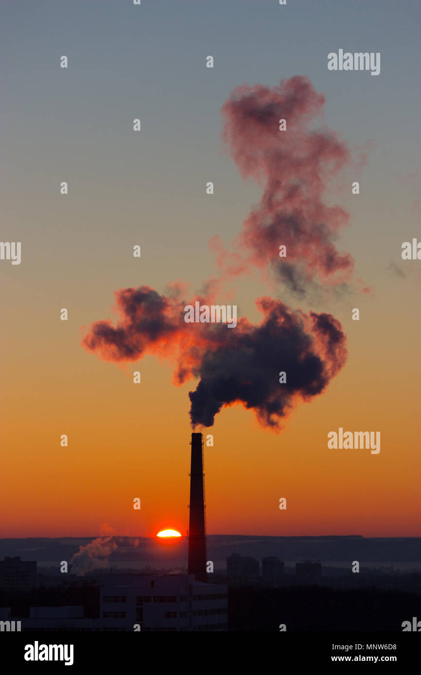 Smoke of chimney writing CO2 in the sky Stock Photo - Alamy