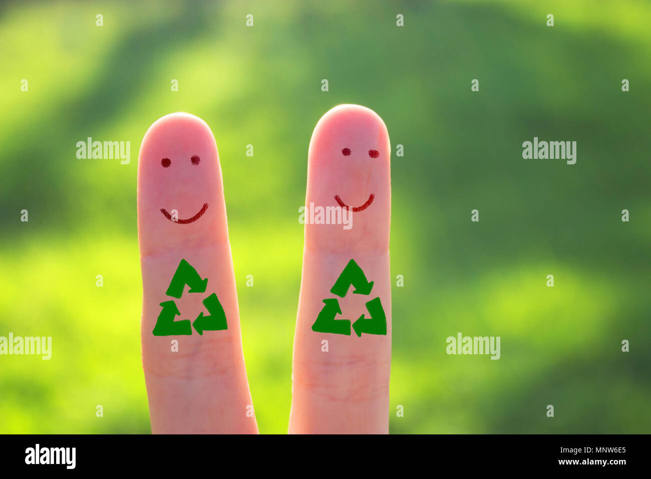 finger art of two friends. recycle ecology active Stock Photo - Alamy