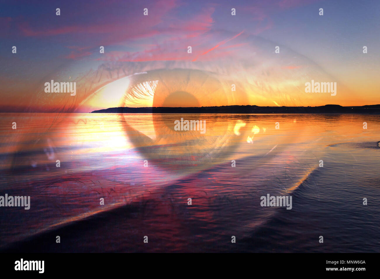 Woman Double Exposure And Eye High Resolution Stock Photography and ...