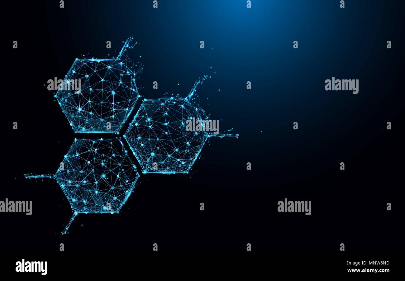 Molecule Structure Icon Form Lines And Triangles Point Connecting Network On Blue Background