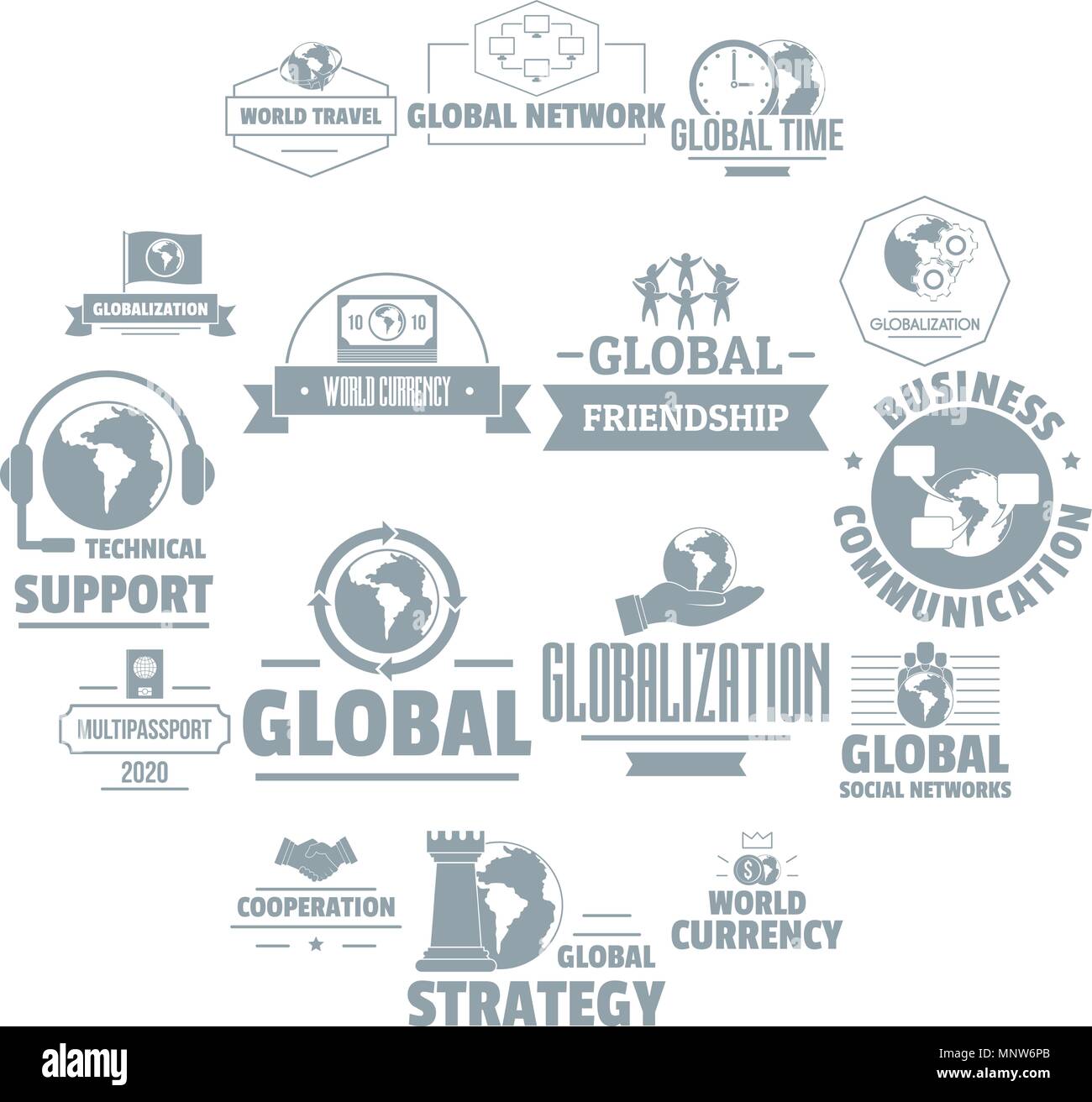 Global business logo icons set, simple style Stock Vector Image & Art ...