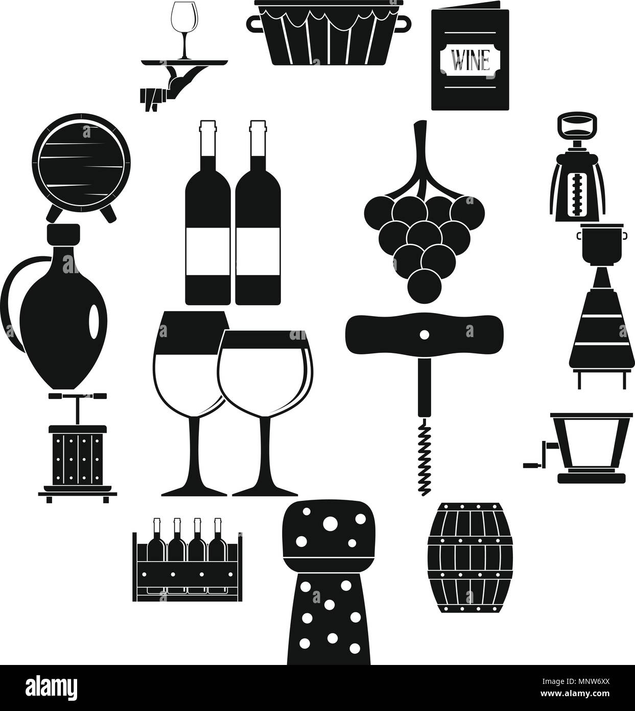 Wine Icons Set Simple Style Stock Vector Image And Art Alamy