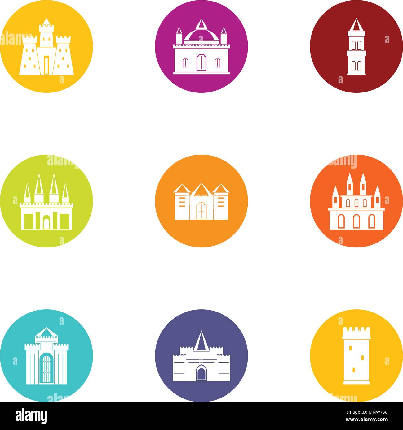 Old castle icons set, flat style Stock Vector Image & Art - Alamy
