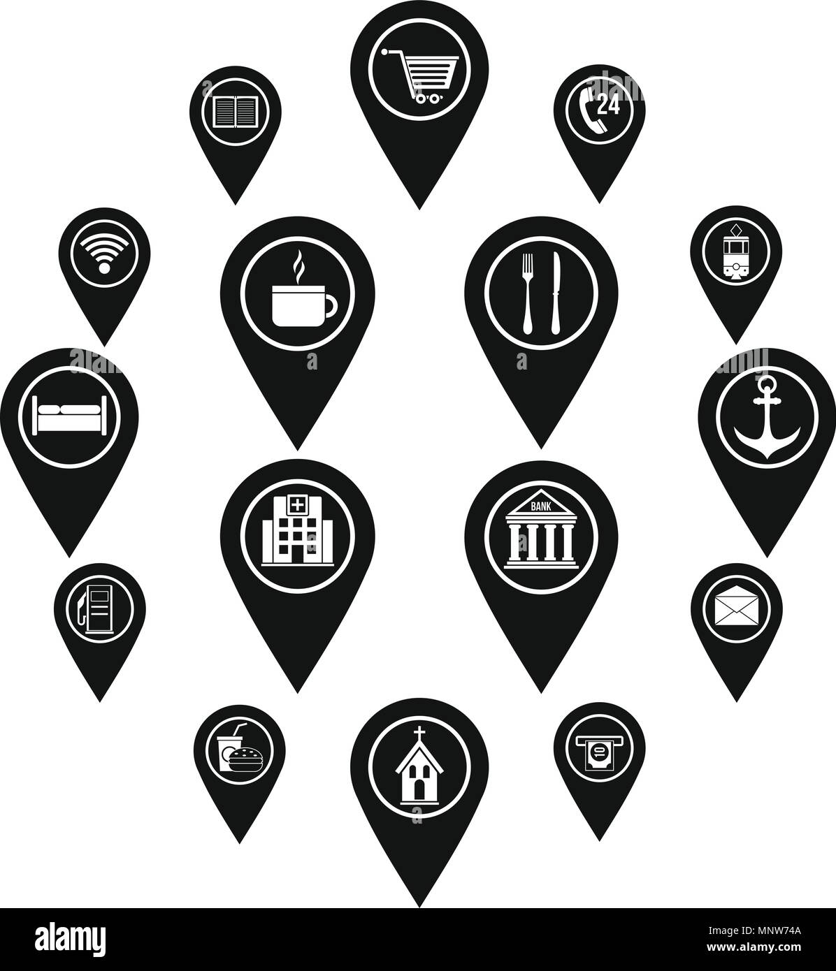 Points of interest icons set, simple style Stock Vector Image & Art - Alamy