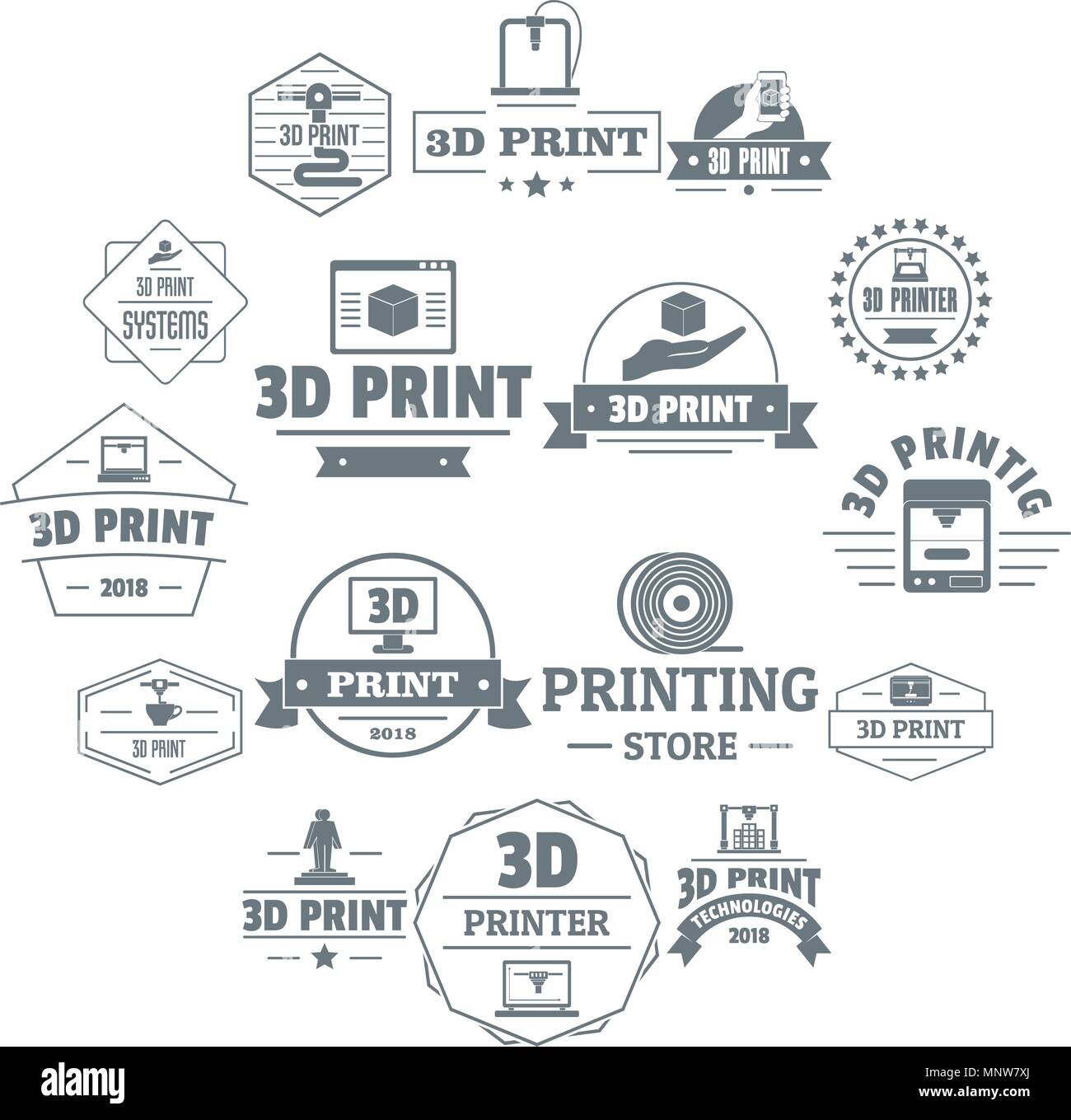 3d printing logo icons set, simple style Stock Vector Image & Art - Alamy