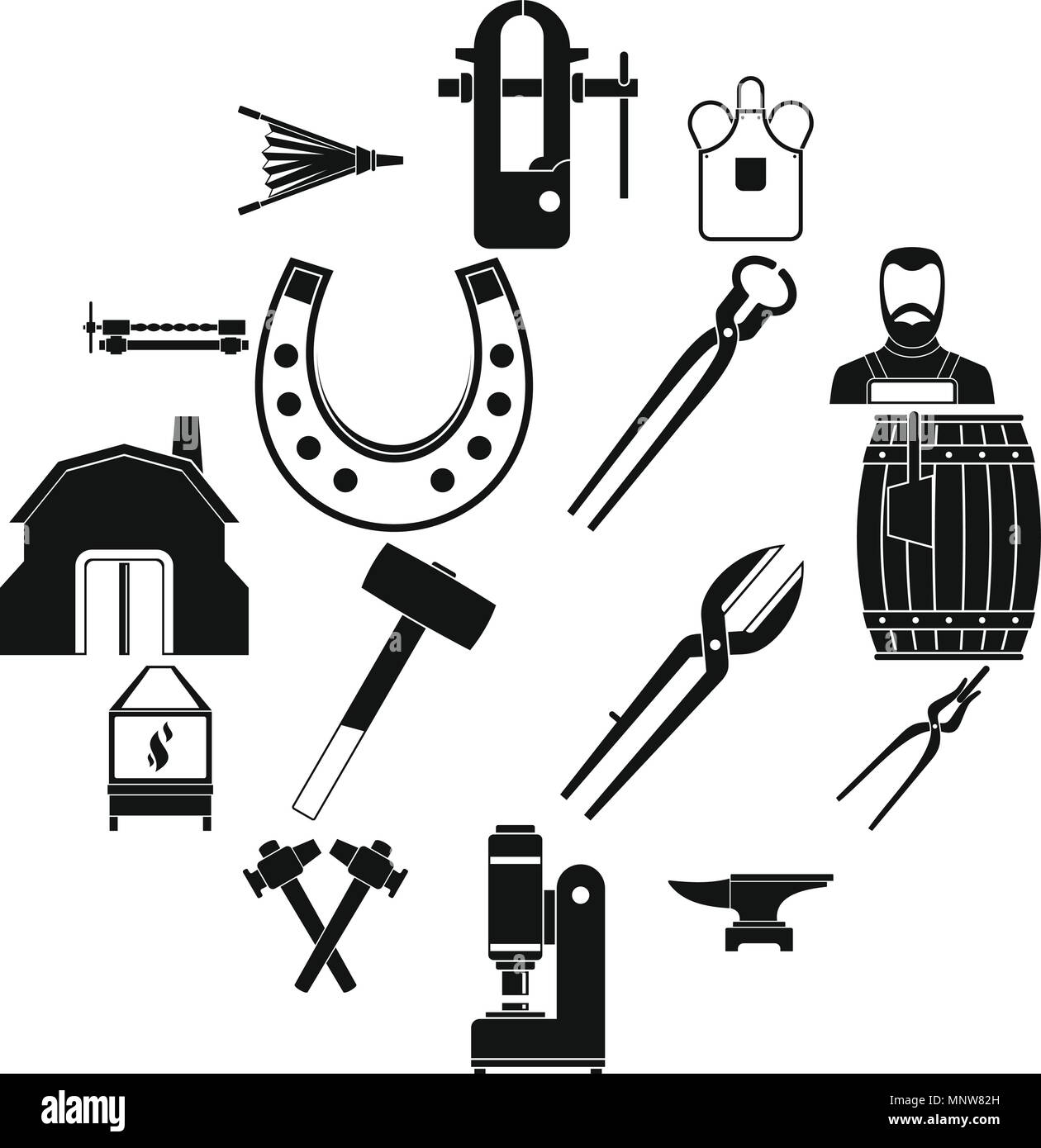 Blacksmith icons set, simple style Stock Vector Image & Art - Alamy