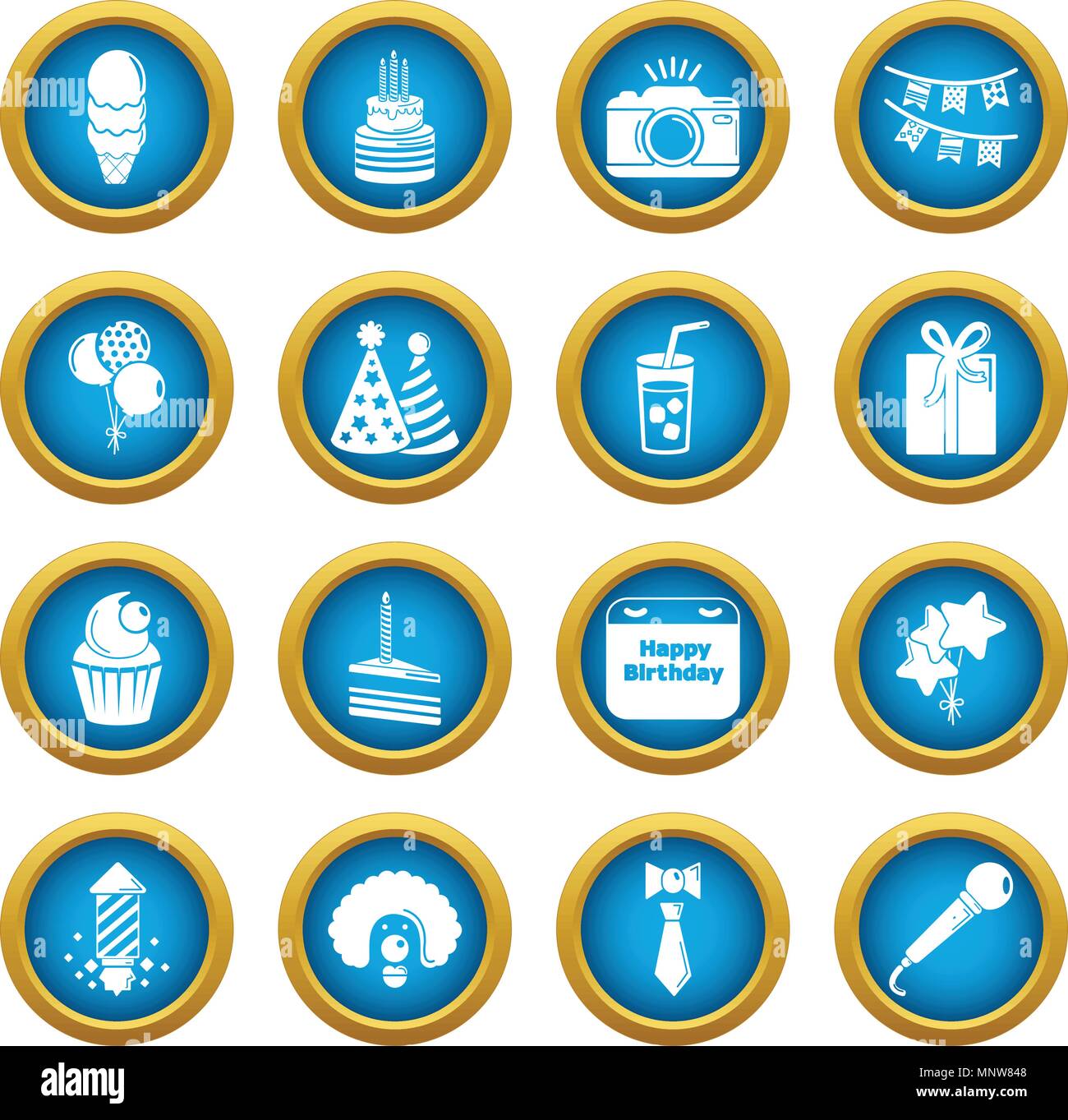 Happy birthday icons set, simple style Stock Vector Image & Art - Alamy