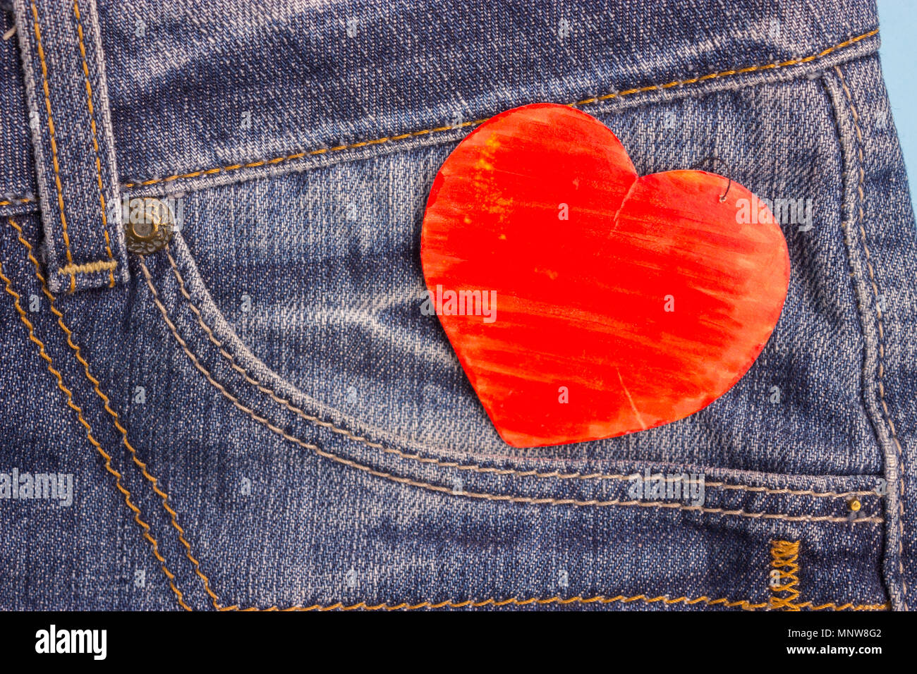 Red Heart in Jeans Pocket. close up Stock Photo - Alamy