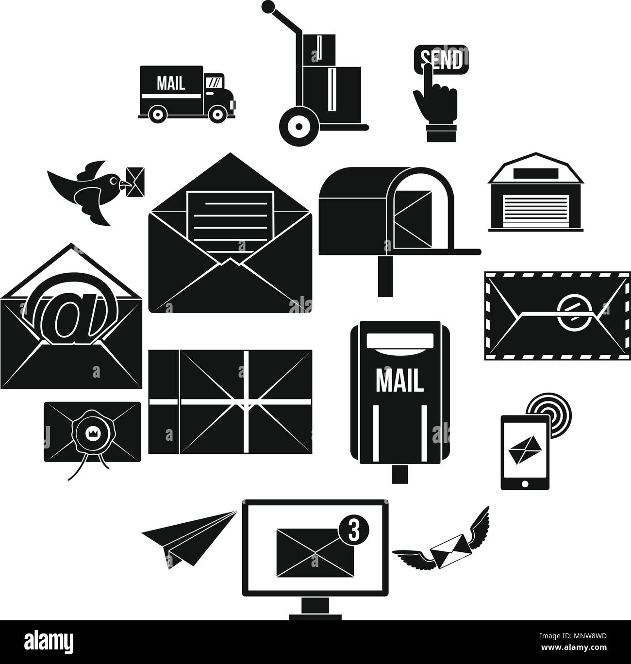 Poste service icons set, simple style Stock Vector Image & Art - Alamy