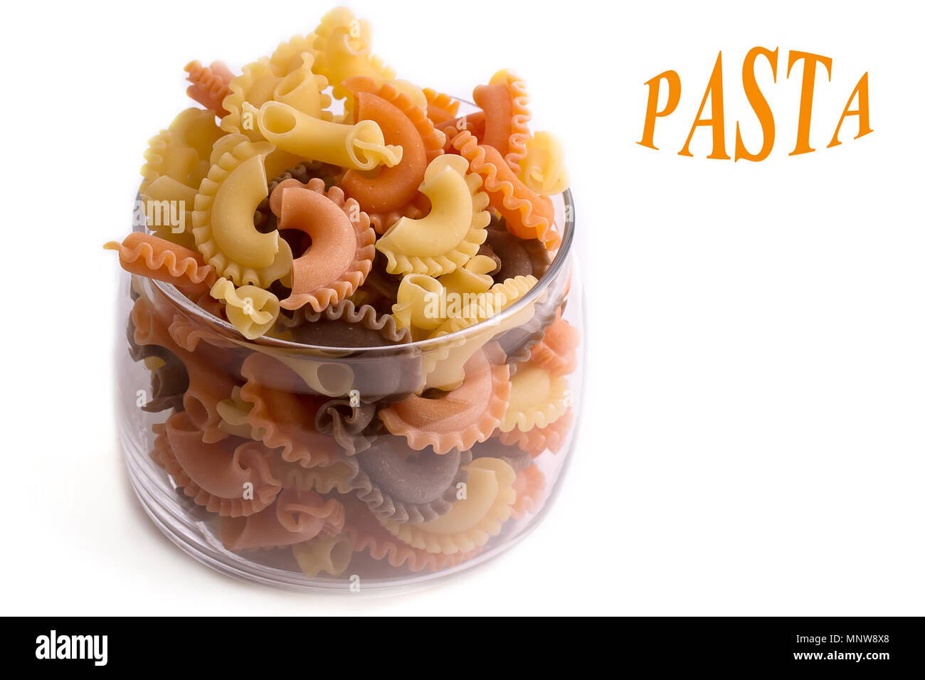 Multi-colored pasta isolated on a white background Stock Photo - Alamy