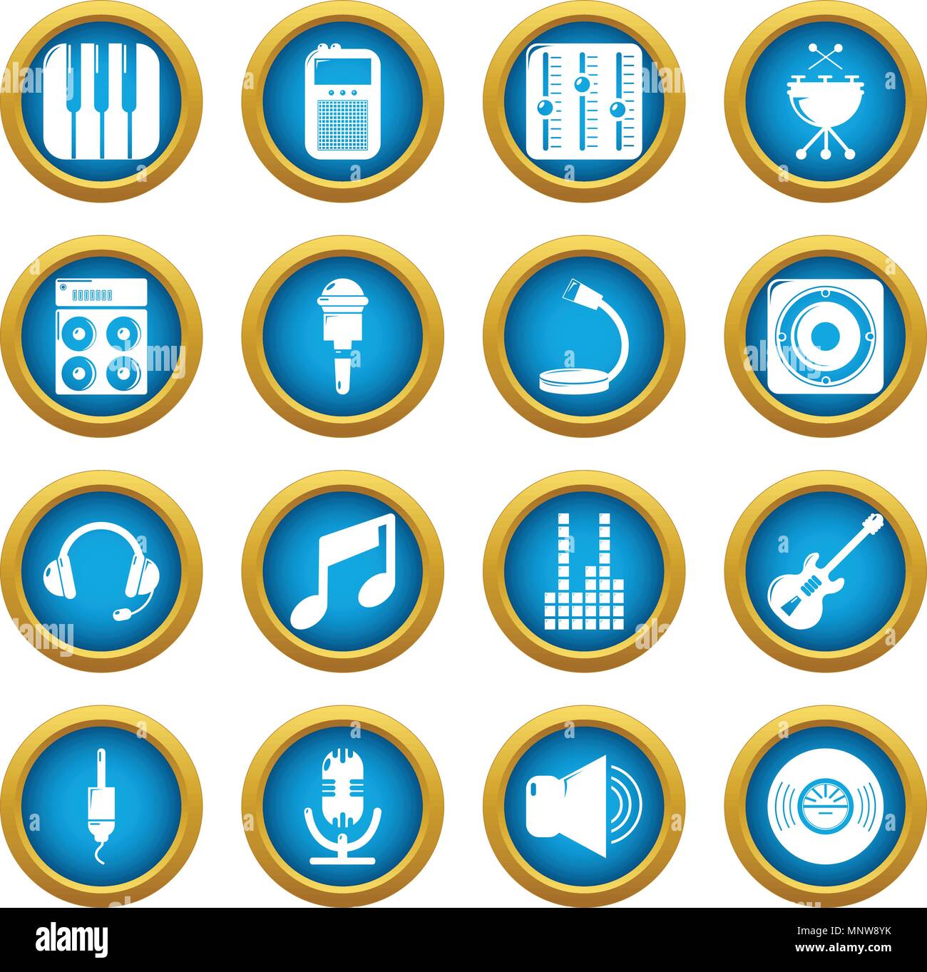 Recording studio symbols icons set, simple style Stock Vector Image ...