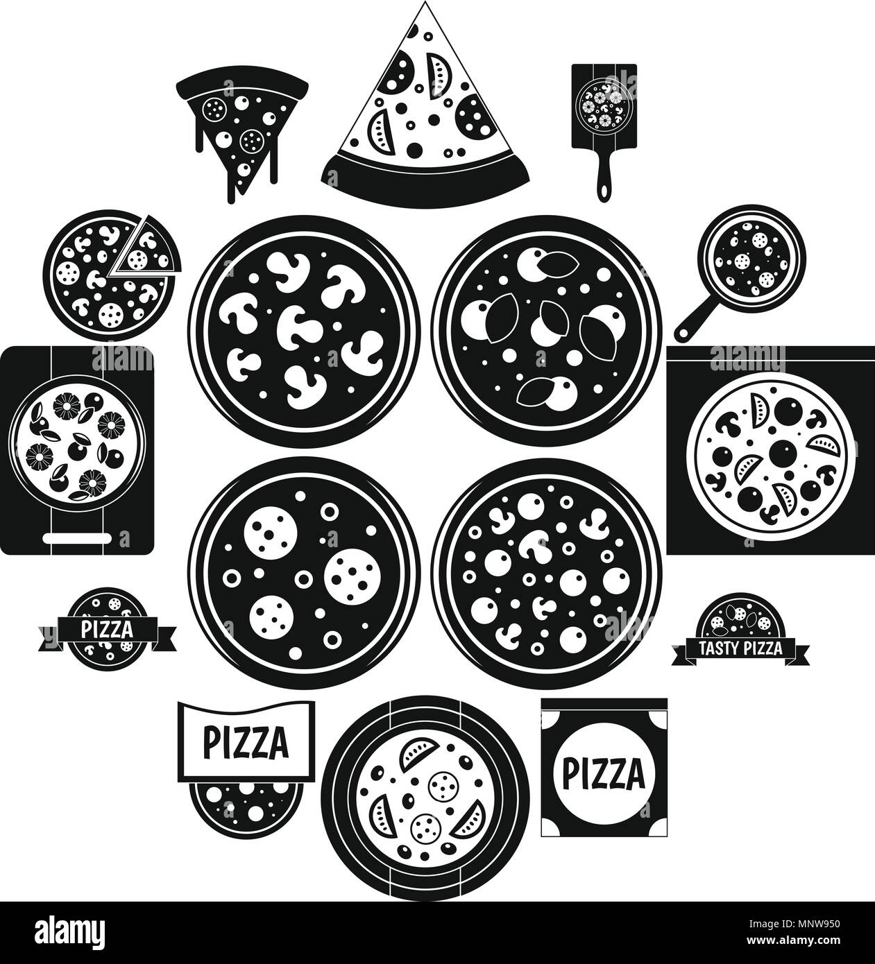 Pizza icons set food, simple style Stock Vector Image & Art - Alamy