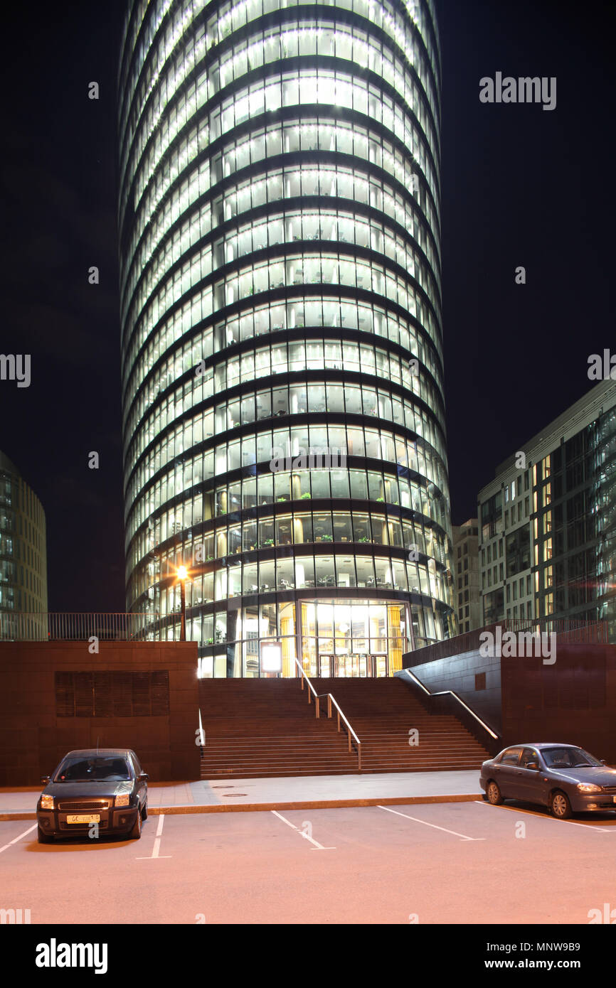 building with glass walls and steel structure at night, Saint ...