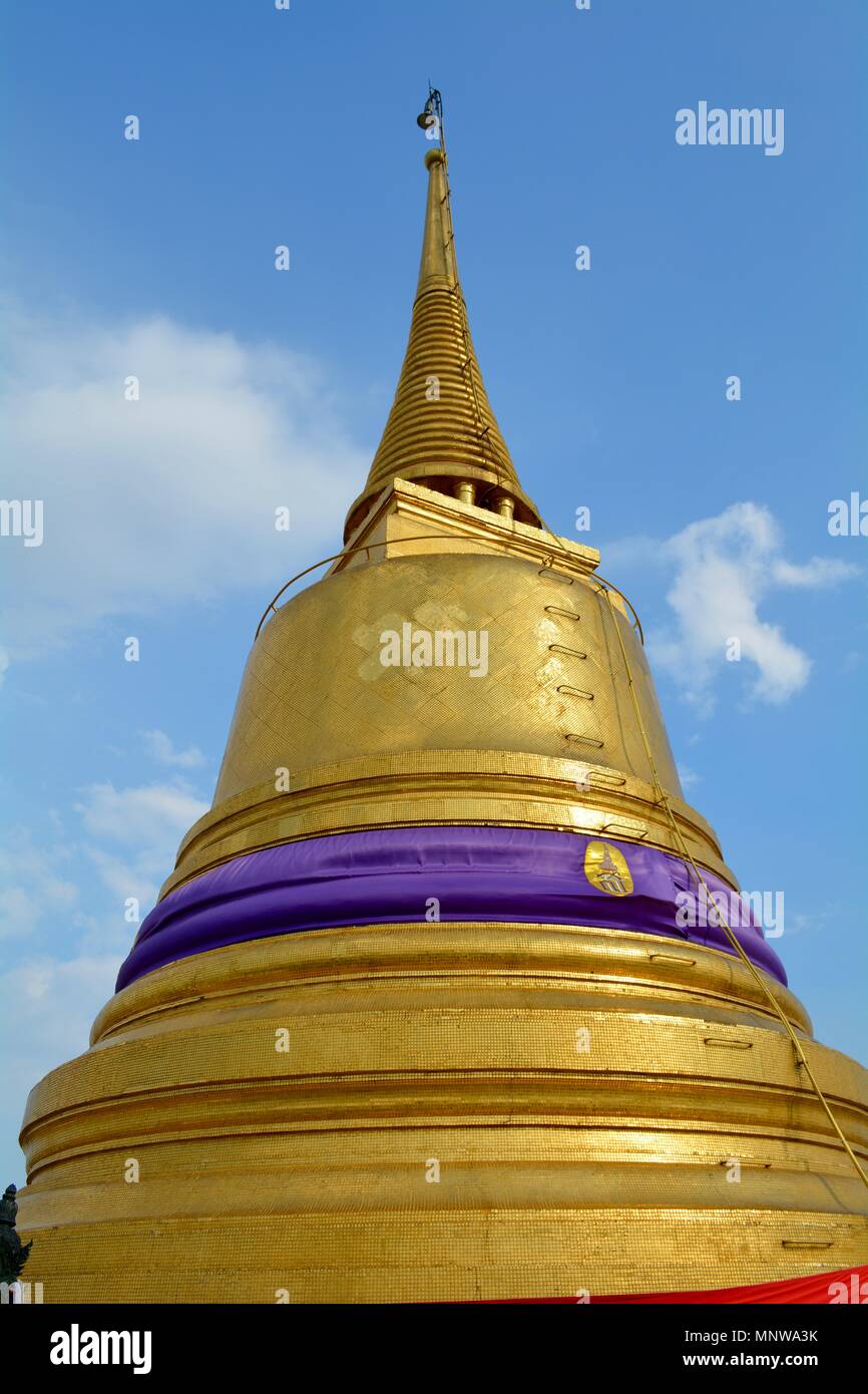 gold stupa of wat saket, the golden mount temple in bangkok, thailand ...