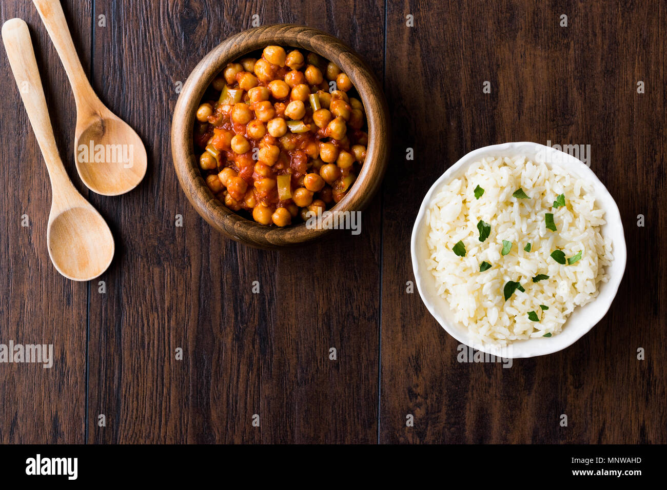 Chana Masala Chickpeas served with rice. Traditional Food Stock Photo ...