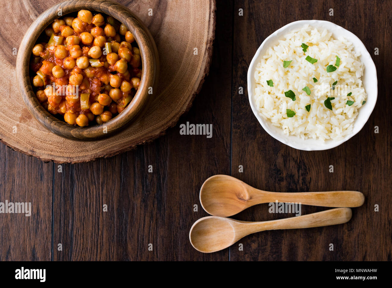 Chana Masala Chickpeas served with rice. Traditional Food Stock Photo ...
