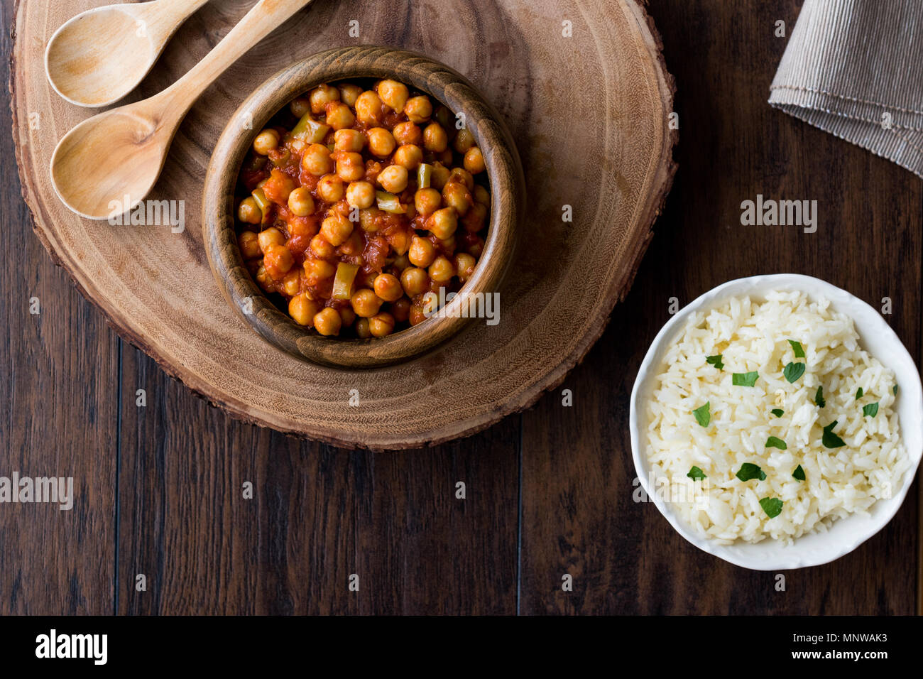 Chana Masala Chickpeas served with rice. Traditional Food Stock Photo ...