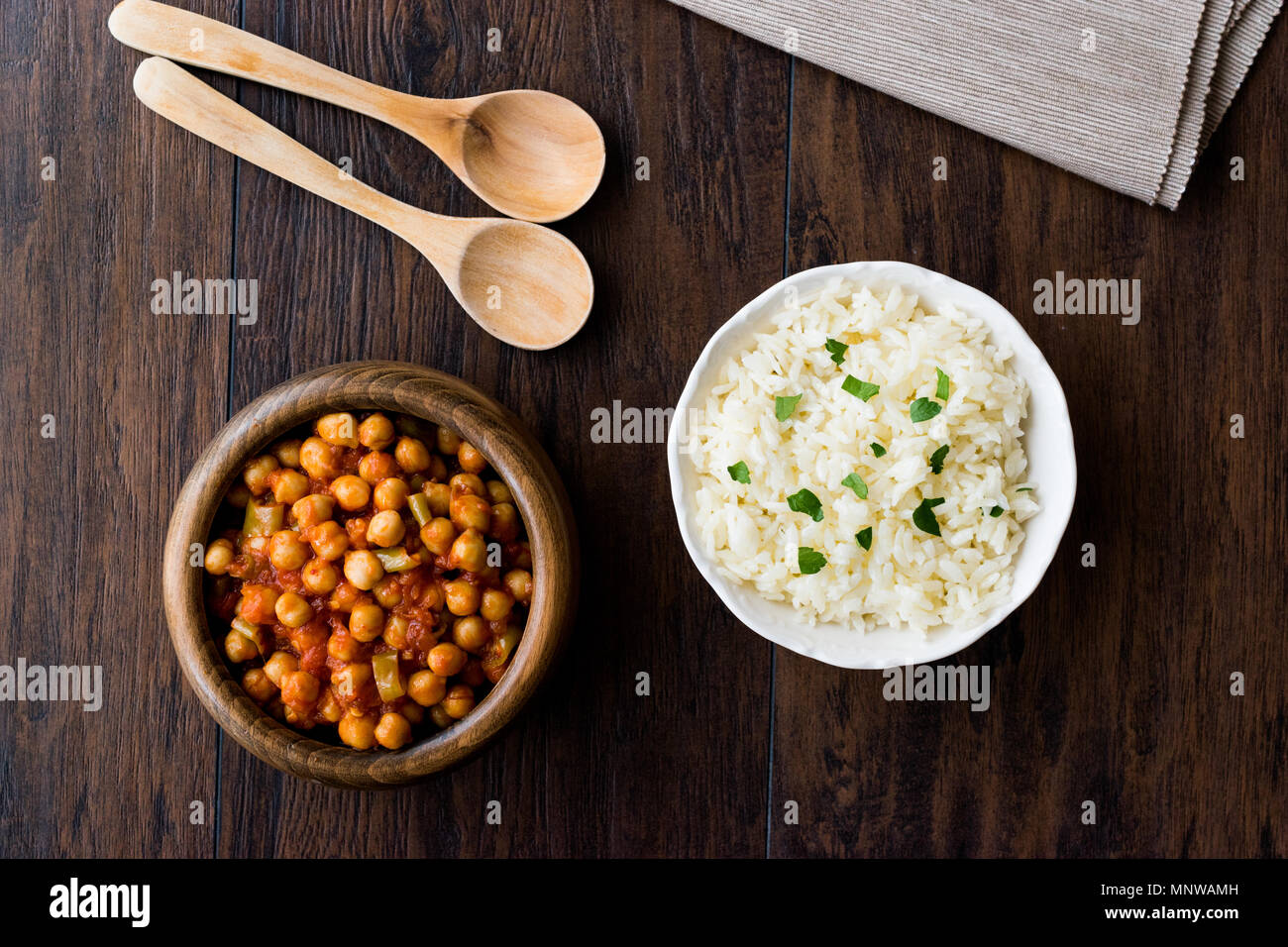 Chana Masala Chickpeas served with rice. Traditional Food Stock Photo ...