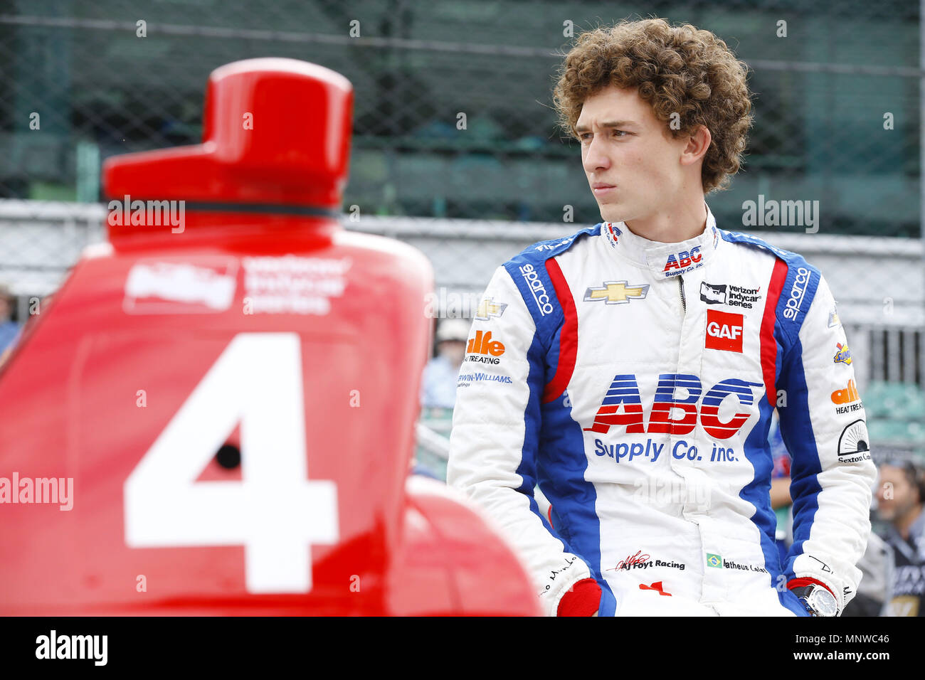 Indianapolis, Indiana, USA. 19th May, 2018. MATHEUS LEIST (4) of Brazil ...