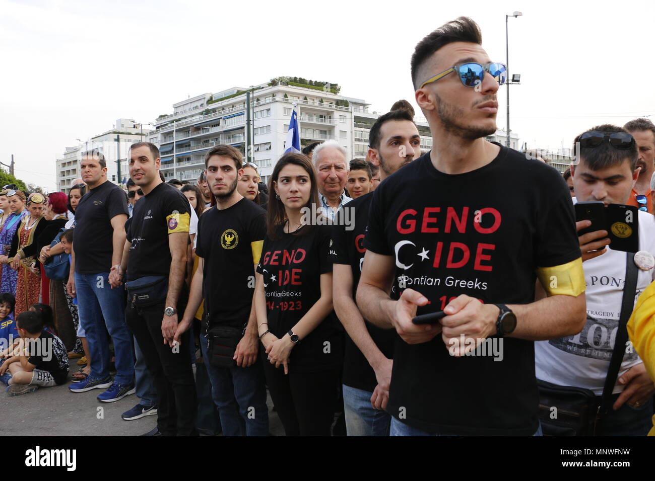 Athens, Greece. 19th May, 2018. Demonstrators seen during the Genocide ...
