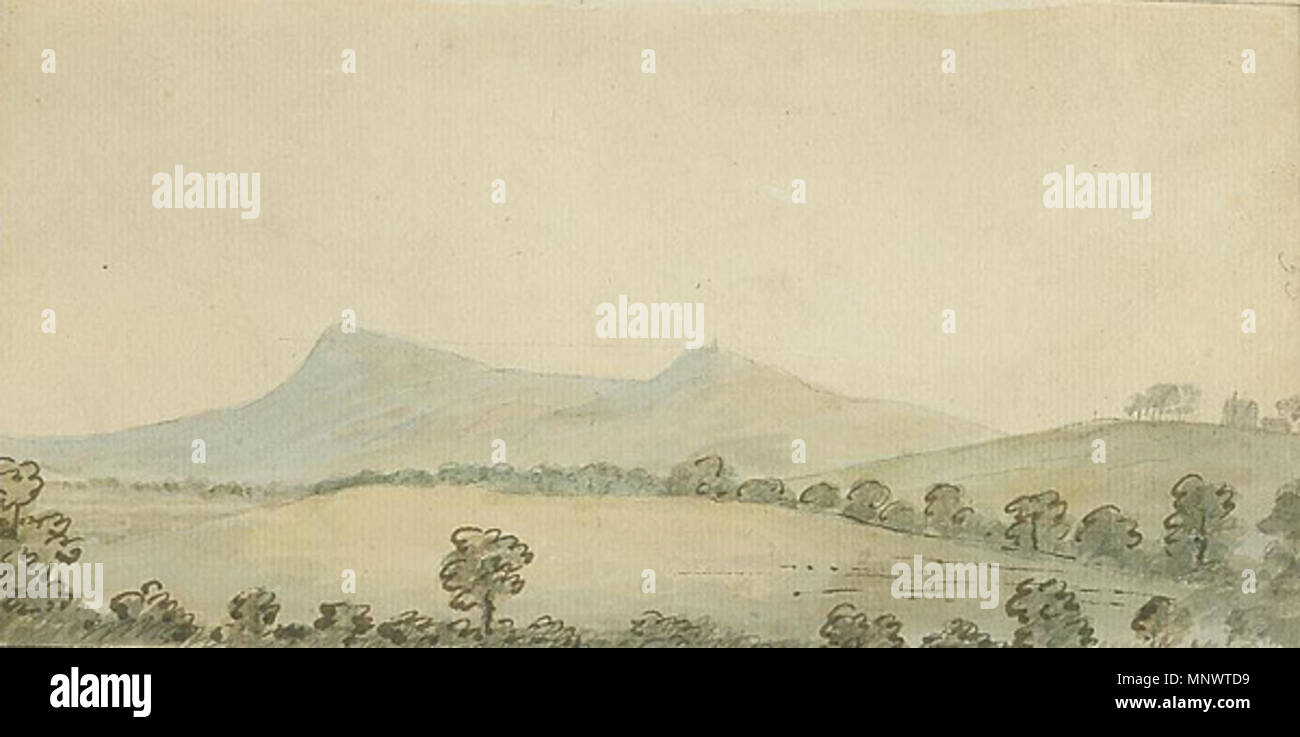 . English: Watercolour of Rivington, Lancashire, England, with a view ...
