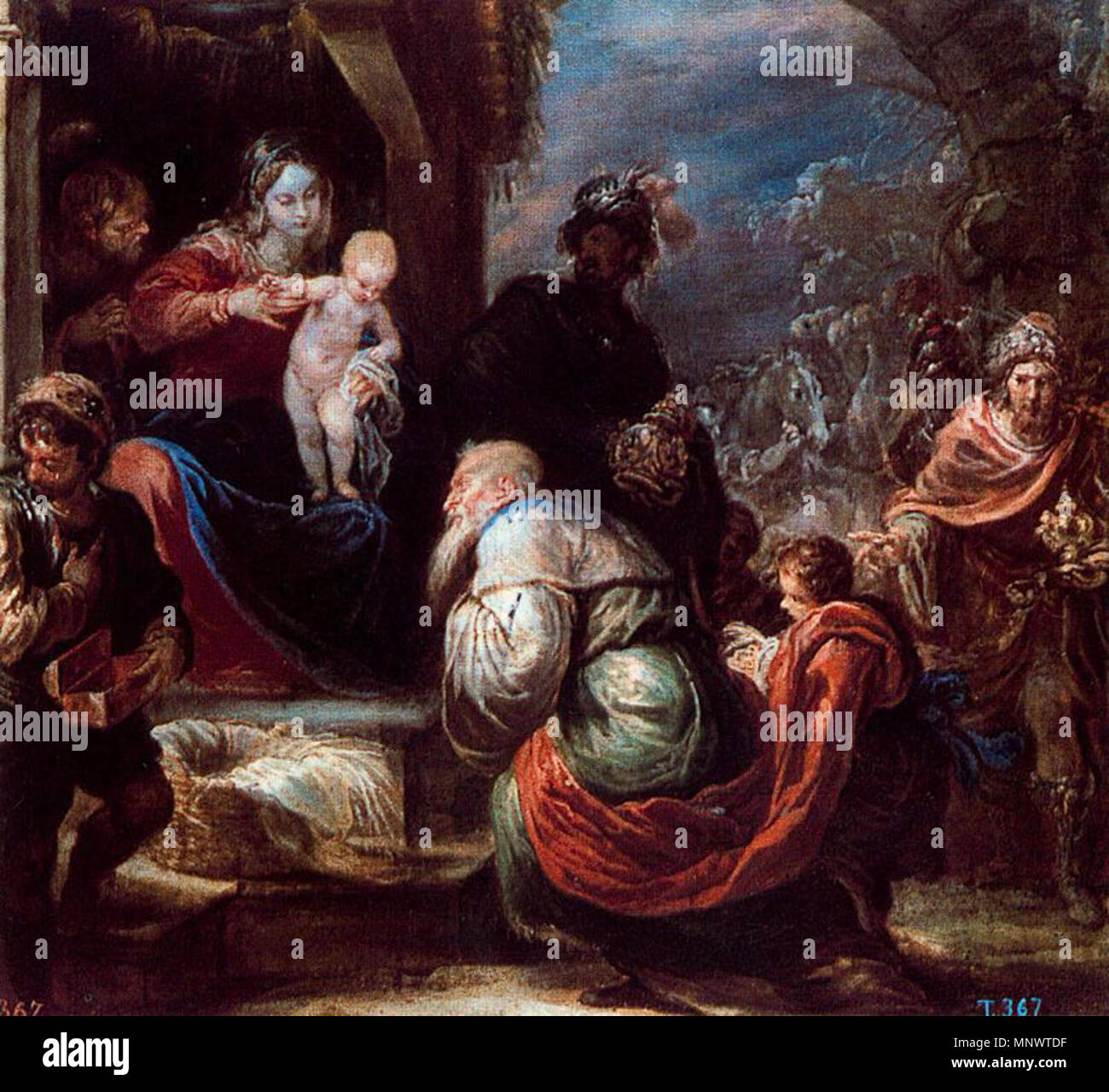 Español: Adoración de los Reyes Magos English: The Adoration of the Magi circa 1650. 1066 Rizi ...