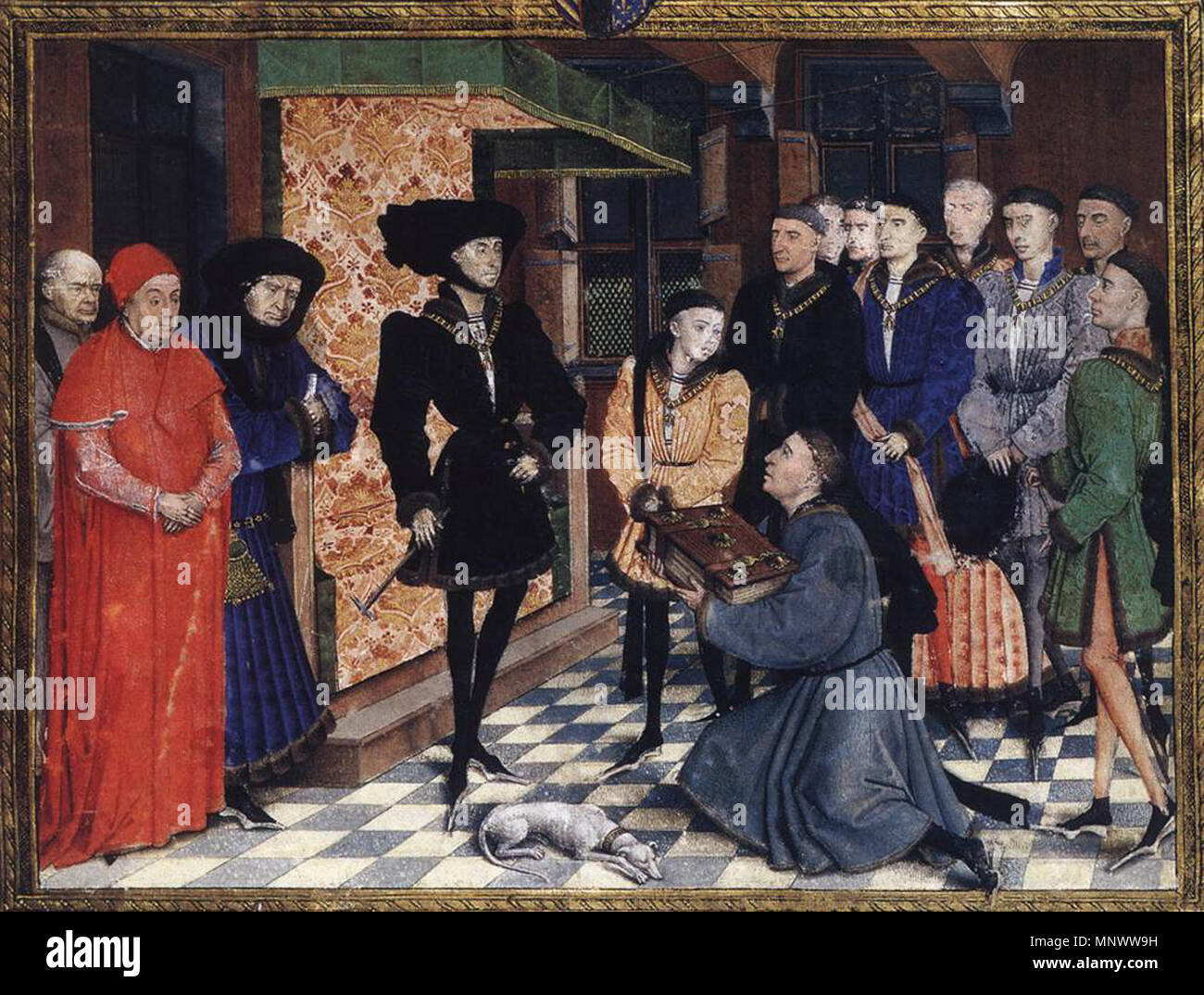 . frontispiece of the Chroniques de Hainaut Depicted people: Jean ...