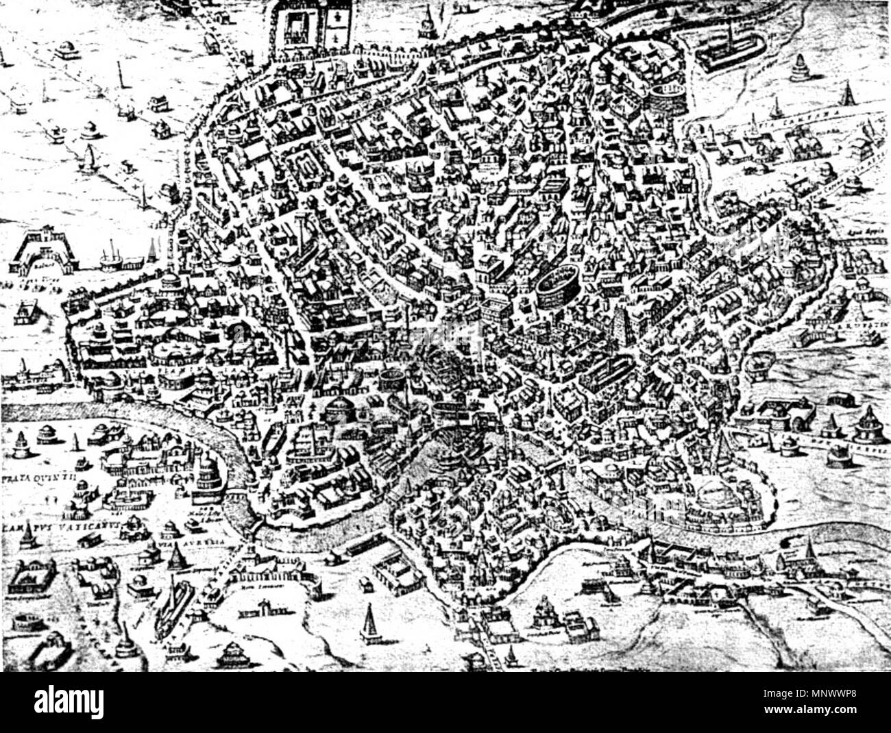 . English: Image of Rome from the 15th century. Images of Vatican City ...
