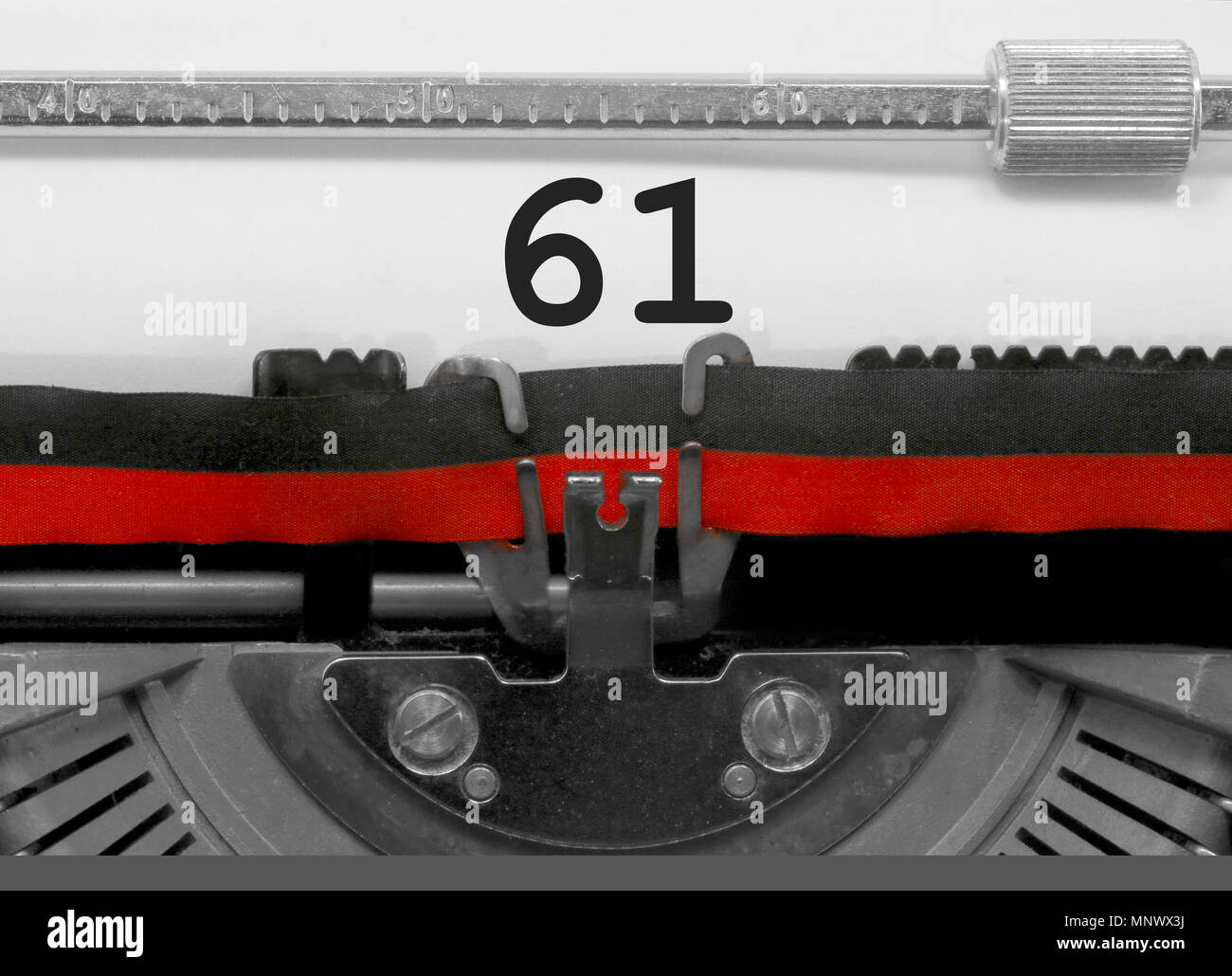 61 Number text written by an old typewriter on white sheet Stock Photo ...