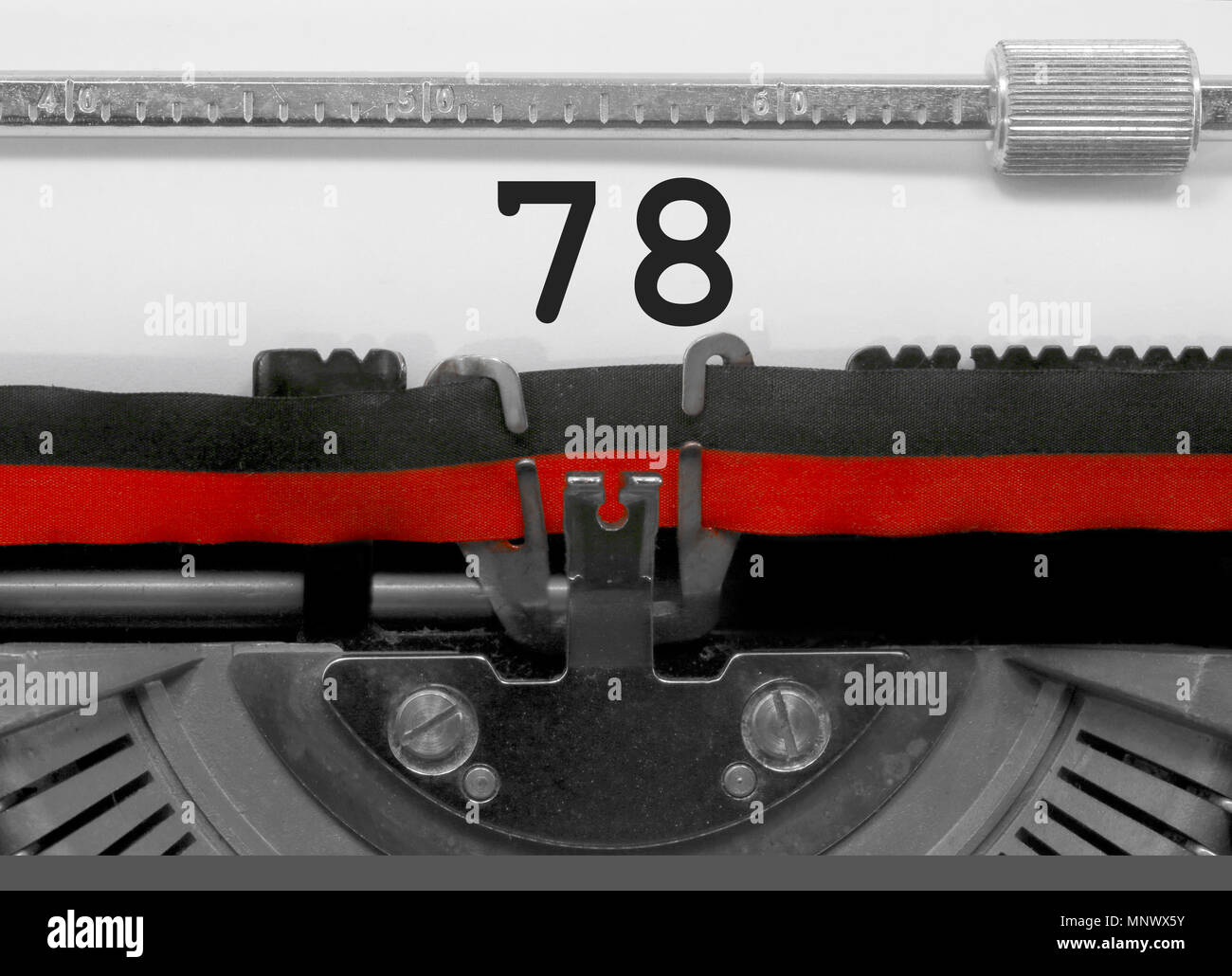 78 Number text written by an old typewriter on white sheet Stock Photo ...