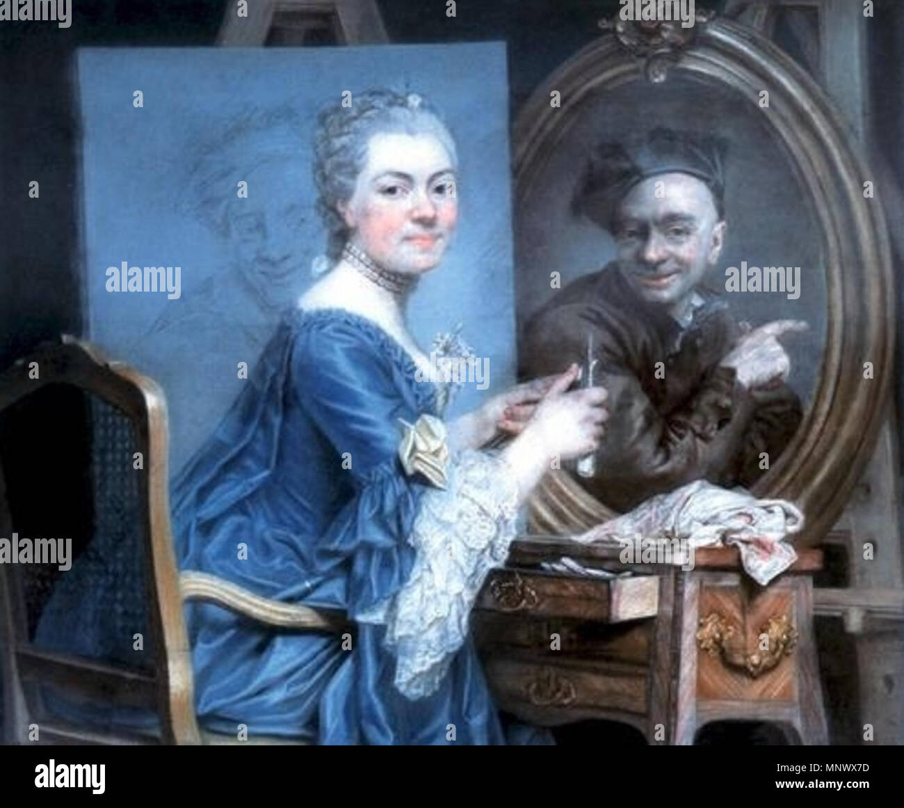 Self-portrait . English: Selfportrait with an image of Maurice Quentin ...