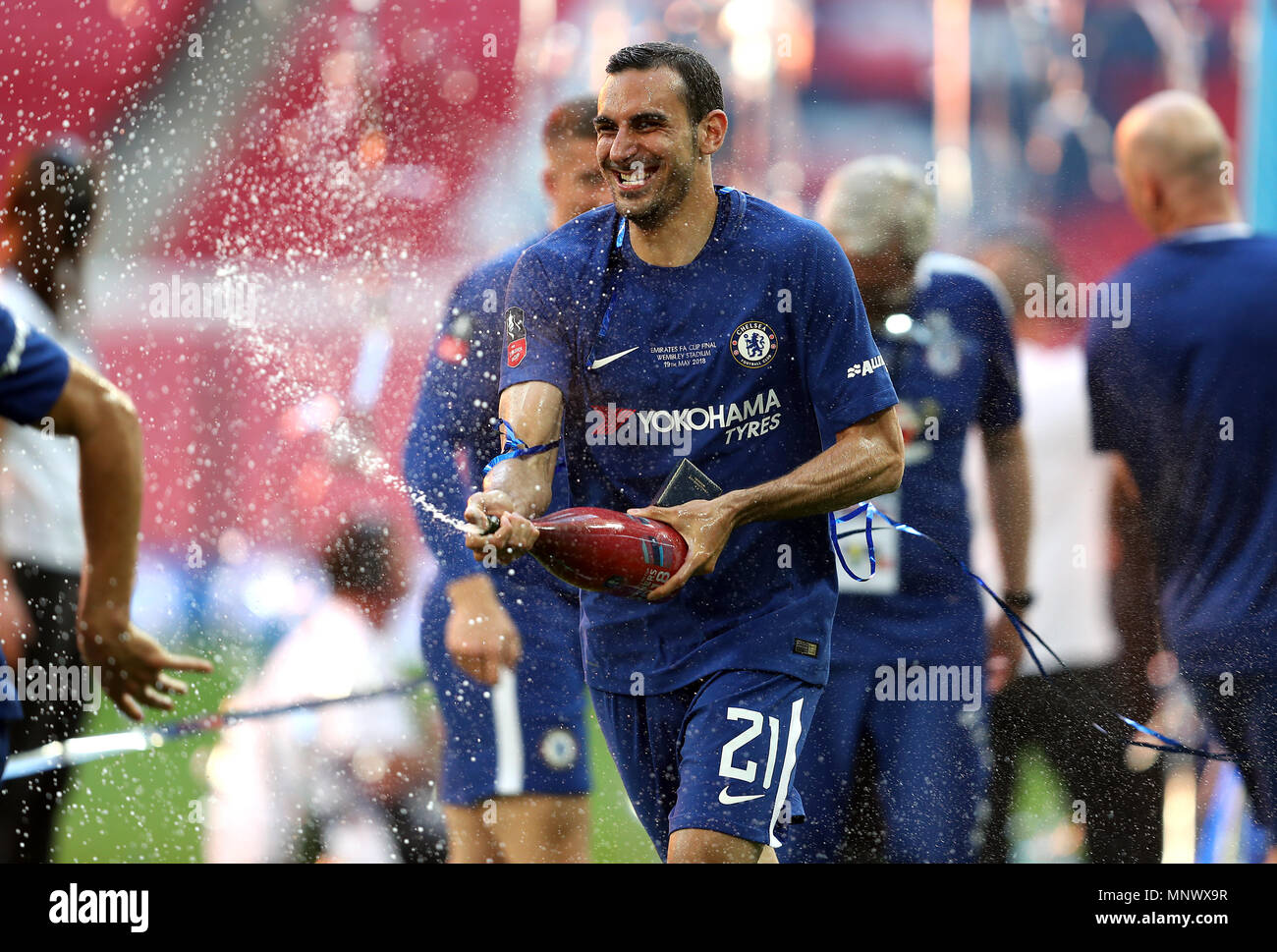 Chelsea's Davide Zappacosta celebrates after the final whistle during ...