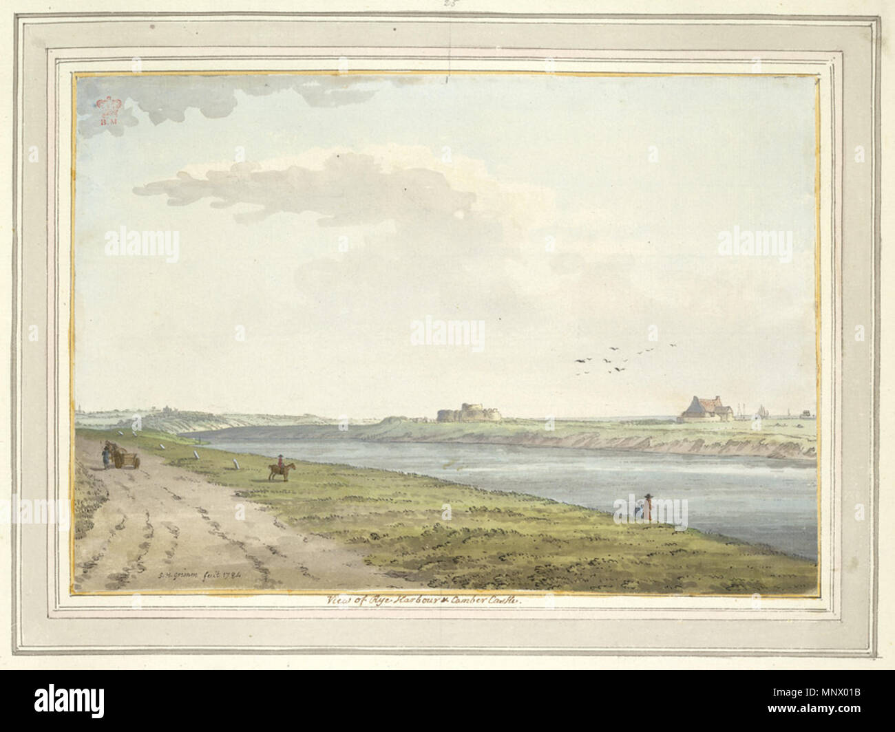 . View of Rye and Camber Castle, East Sussex. 1784. 1081 Rye Harbour ...