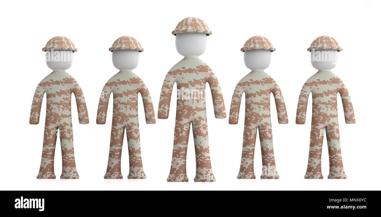 Army concept. Team of soldiers, military human figures, one figure ...