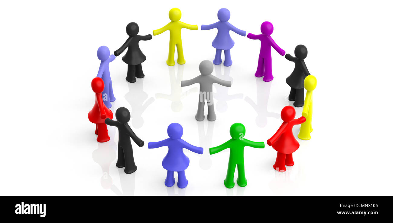 Group of people concept. Circle of colorful human figures, one figure ...