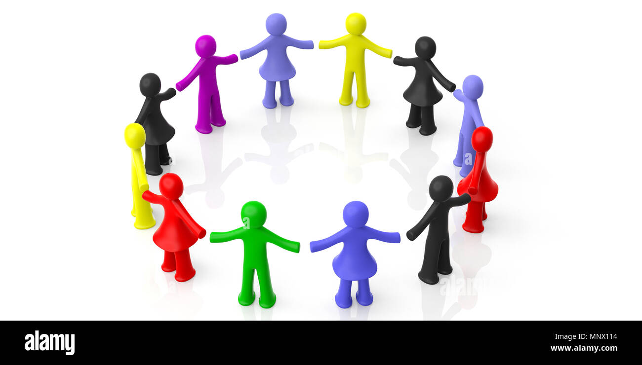 Group of people concept. Circle of colorful human figures holding hands ...