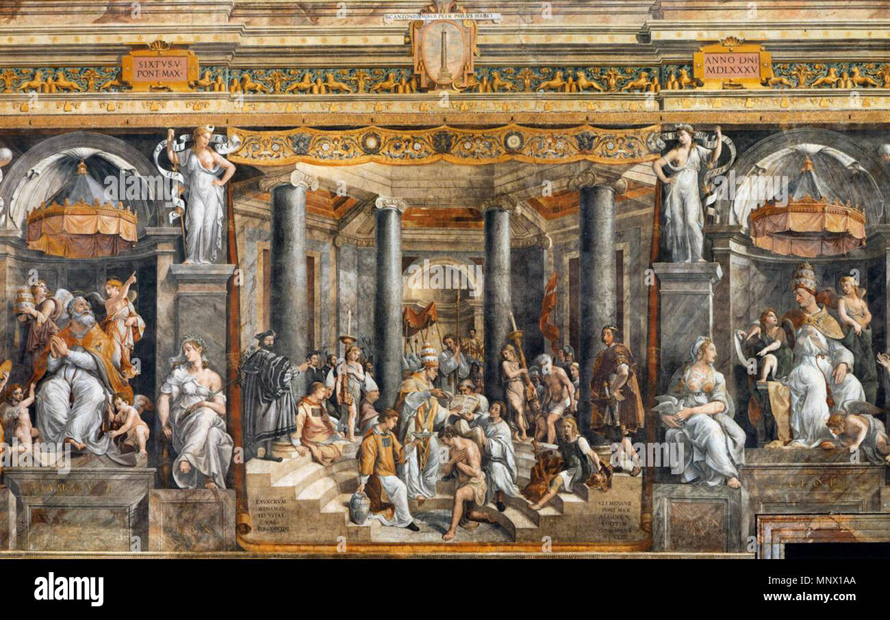 English: Baptism of Constantine between 1520 and 1524. 1086 Sala di ...