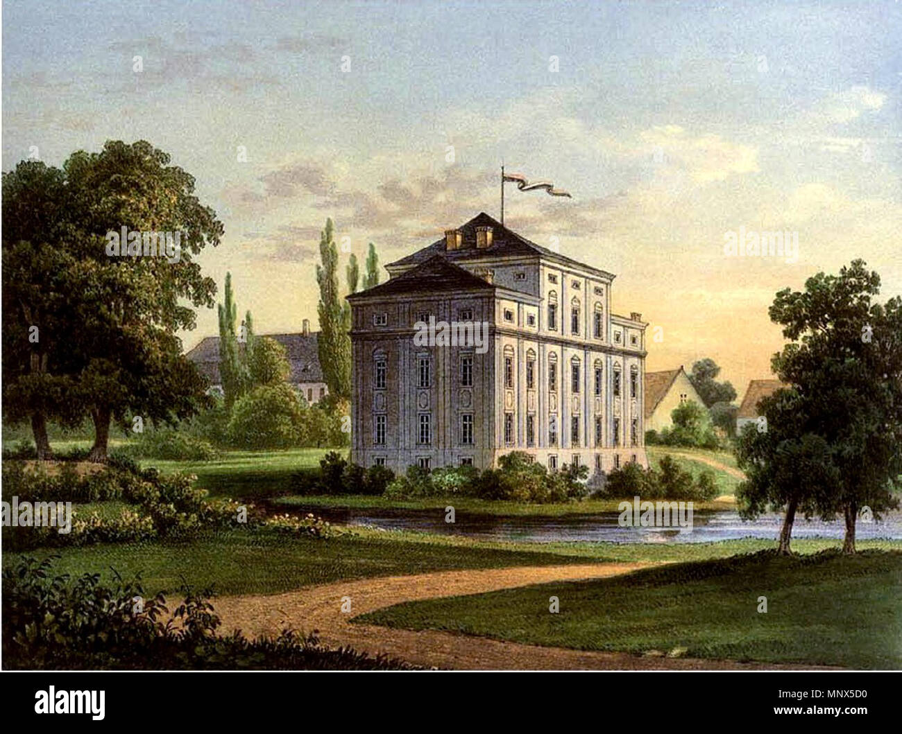 . Schloss Silbitz, Kreis Nimptsch, Provinz Schlesien, Lithografie aus ...