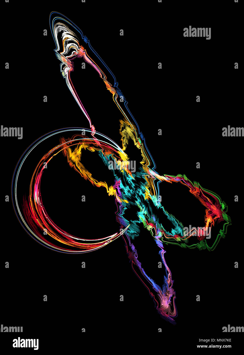 Neon light wavelength signal colored abstract, crescent moon, vertical ...