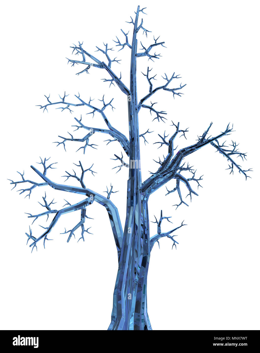 Crystal blue tree 3d illustration, vertical, isolated, over white Stock ...