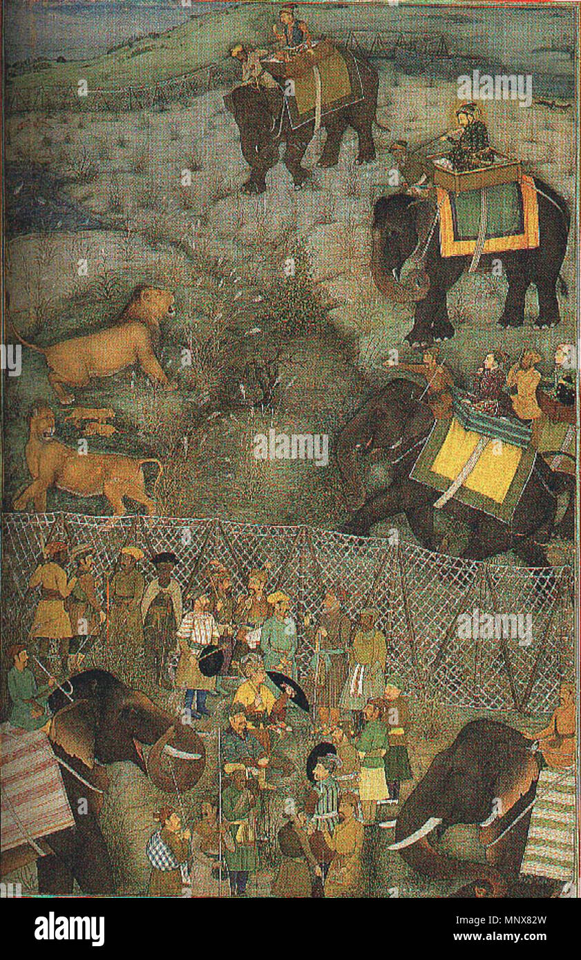 Shah-Jahan hunting lions at Burhanpur (July 1630) . Illustrations from ...
