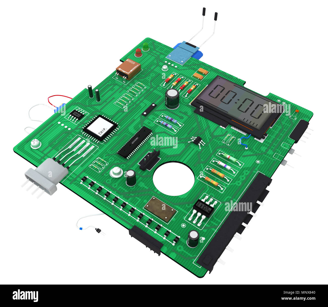 Electronic circuit 3d model isolated with white background Stock Photo ...